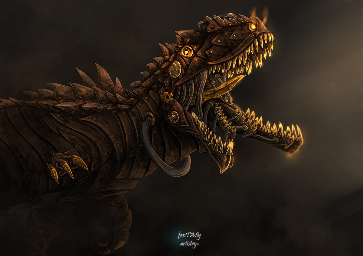 Tassia Horsley - SteamPunk hypo Dinos concept (the isle fanart)