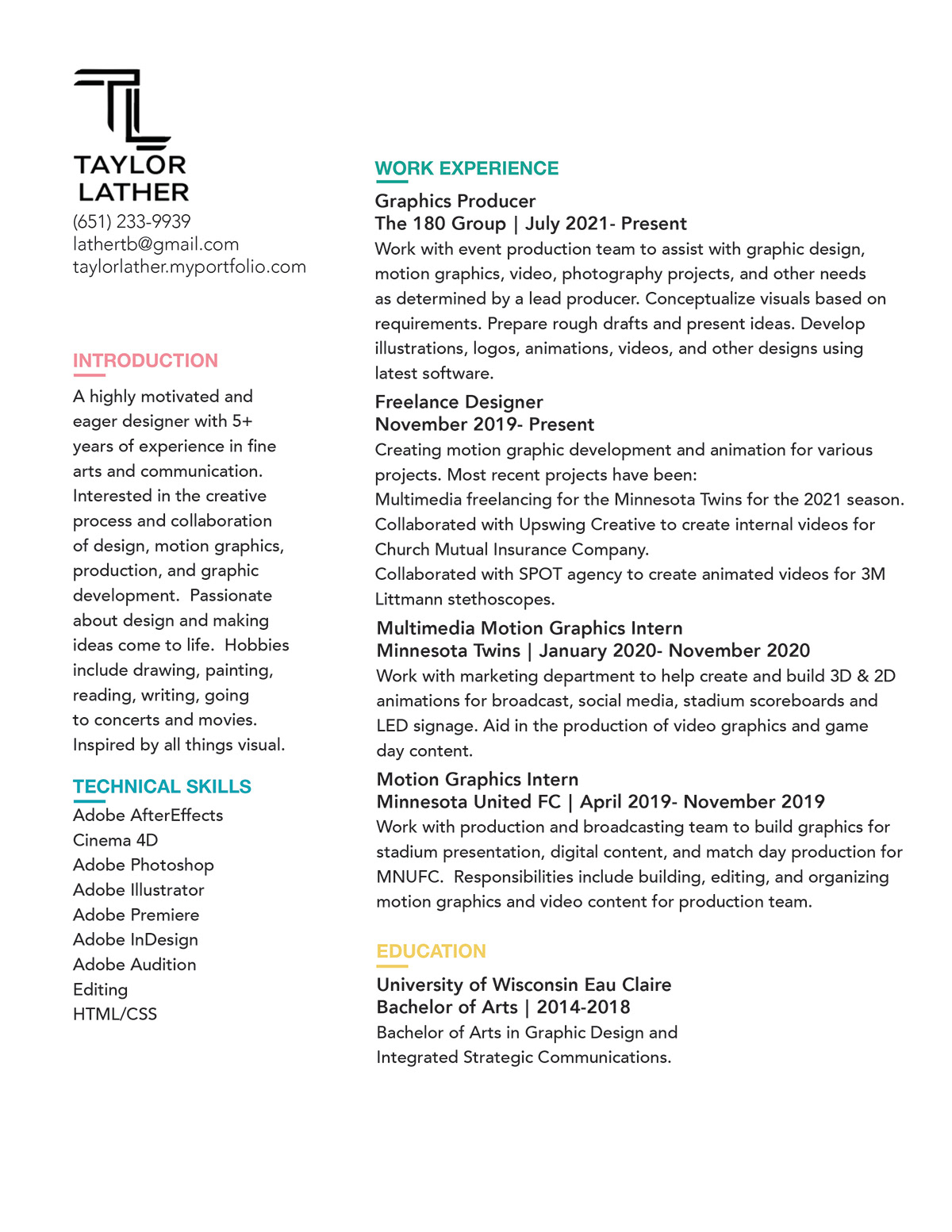 Taylor Lather - Resume