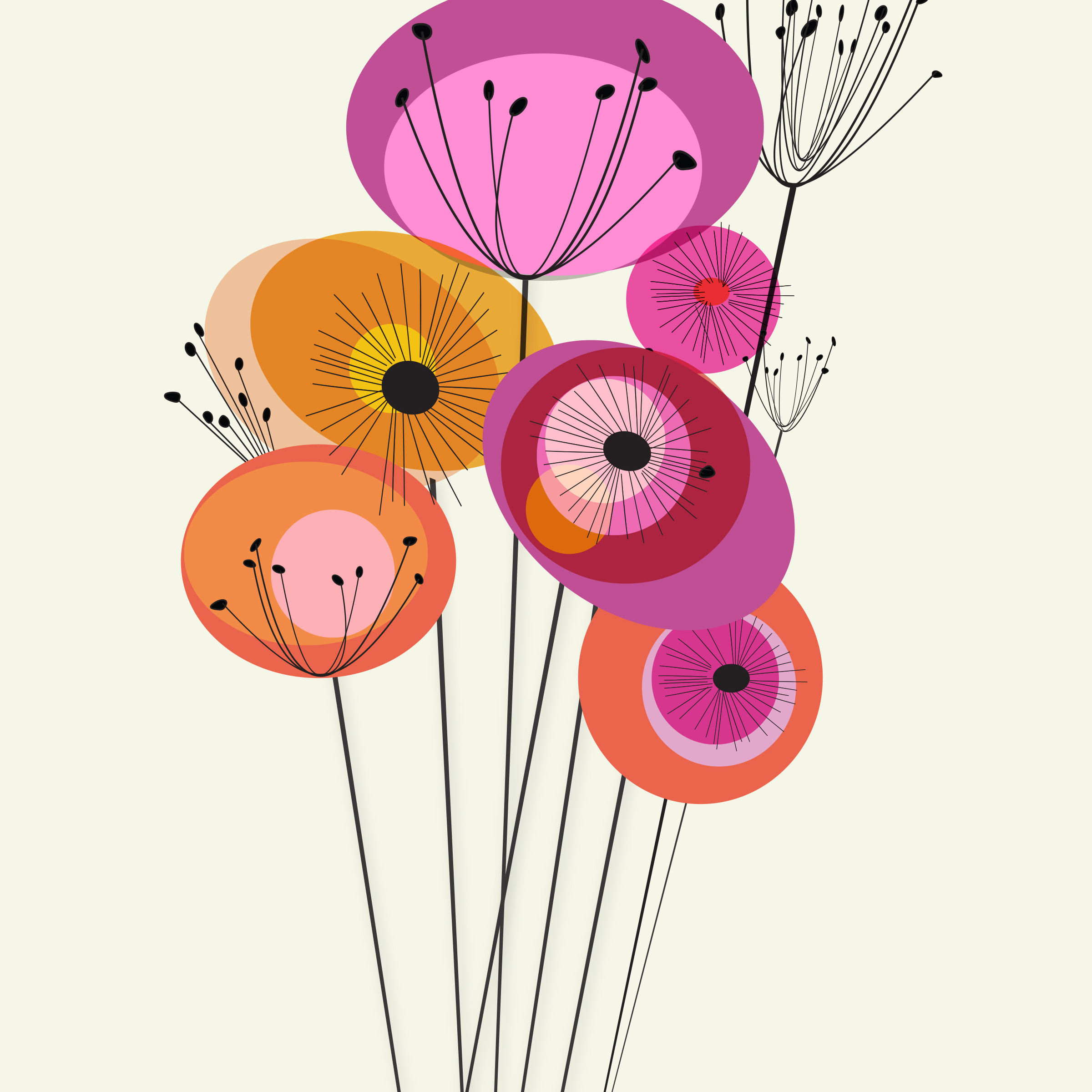 Stacy Beck Design - Mid Century Flowers in Greens