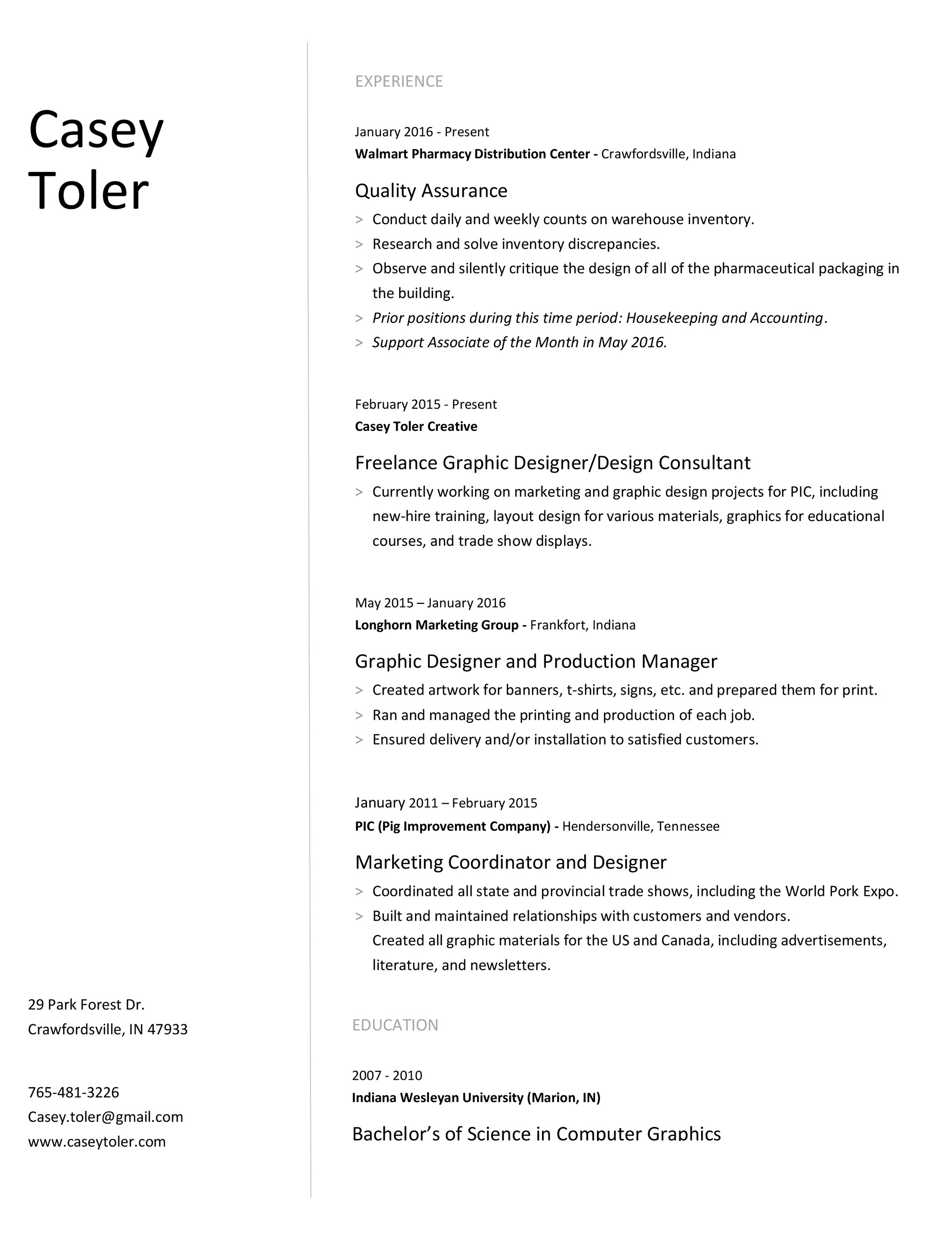 Casey Toler - Resume
